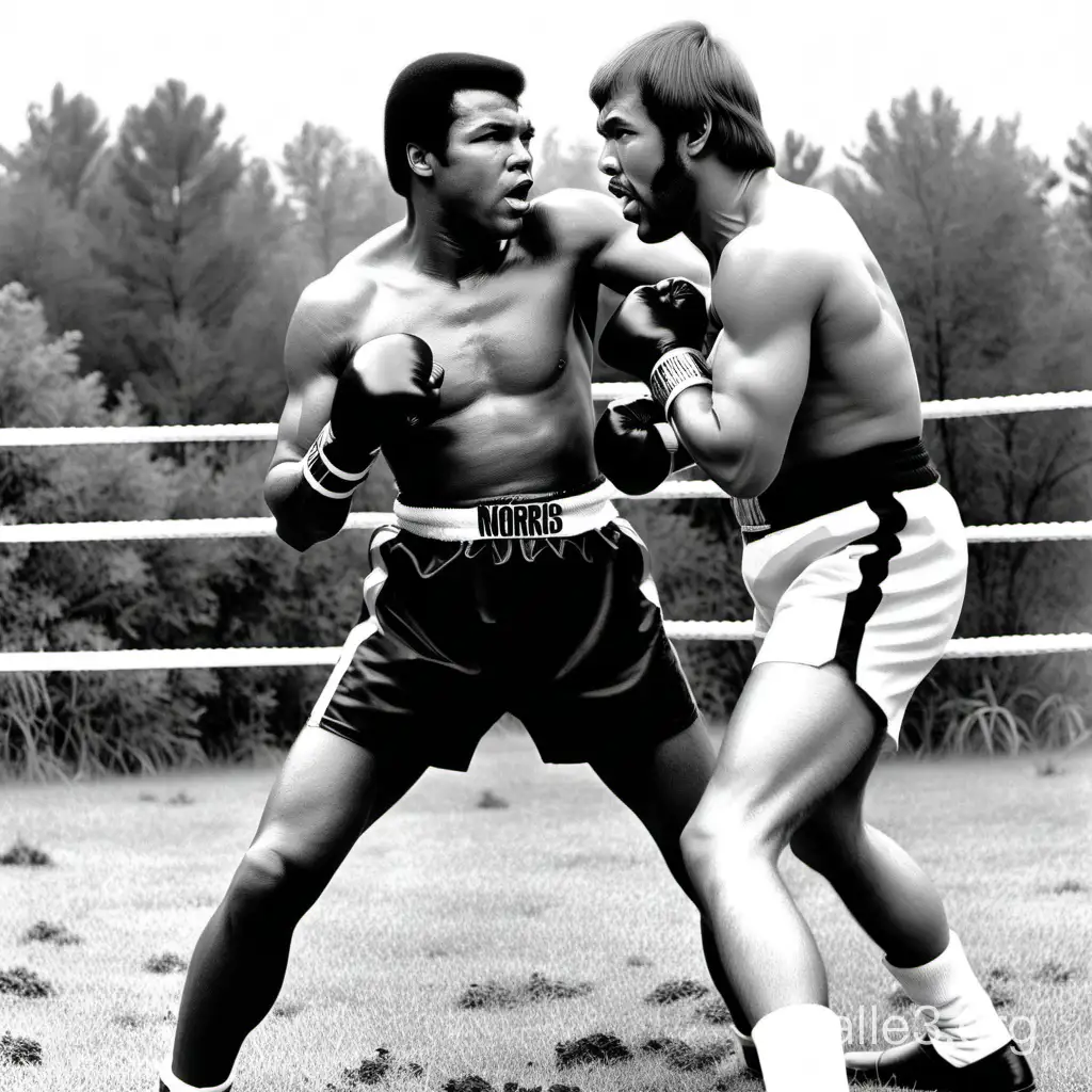 Legendary Boxing Match Muhammad Ali vs Chuck Norris Battling in the ...