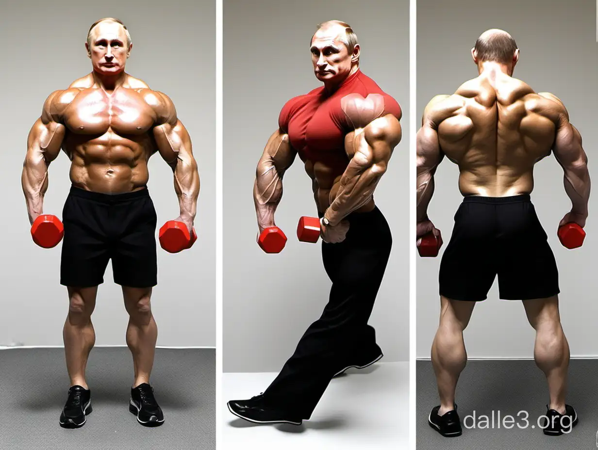 Muscular Vladimir Putin Flexing His Strength | Dalle3 AI