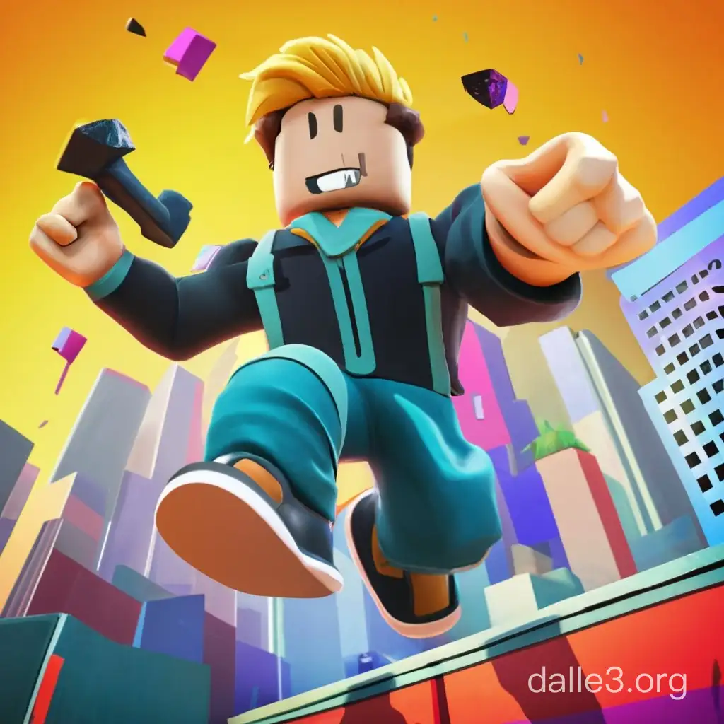 Dynamic Roblox Character Parkour Jumping Adventure | Dalle3 AI