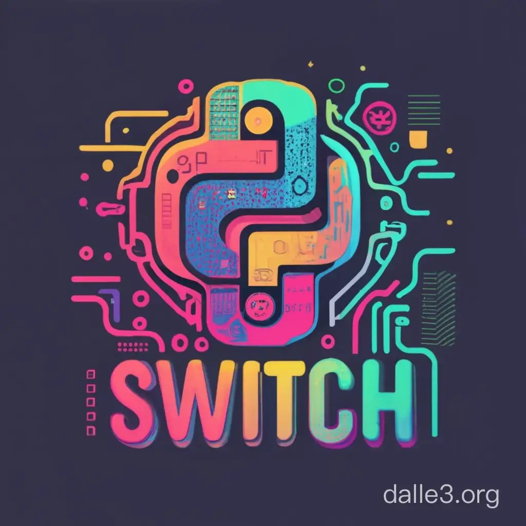 Python Code Switch in Cyberpunk Style on Black Background | Dalle3 AI