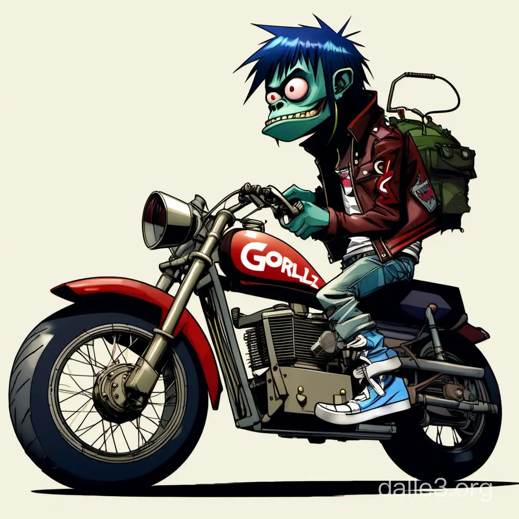Gorillaz 2D Riding a Motorcycle | Dalle3 AI