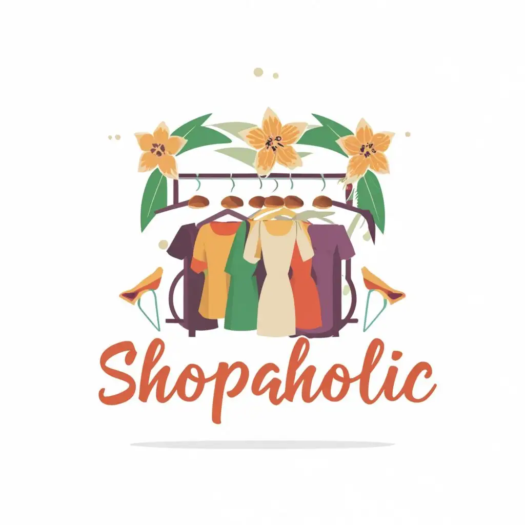 LOGO Design For Shopaholic Elegant Peach Blossoms and Clothing Icons ...