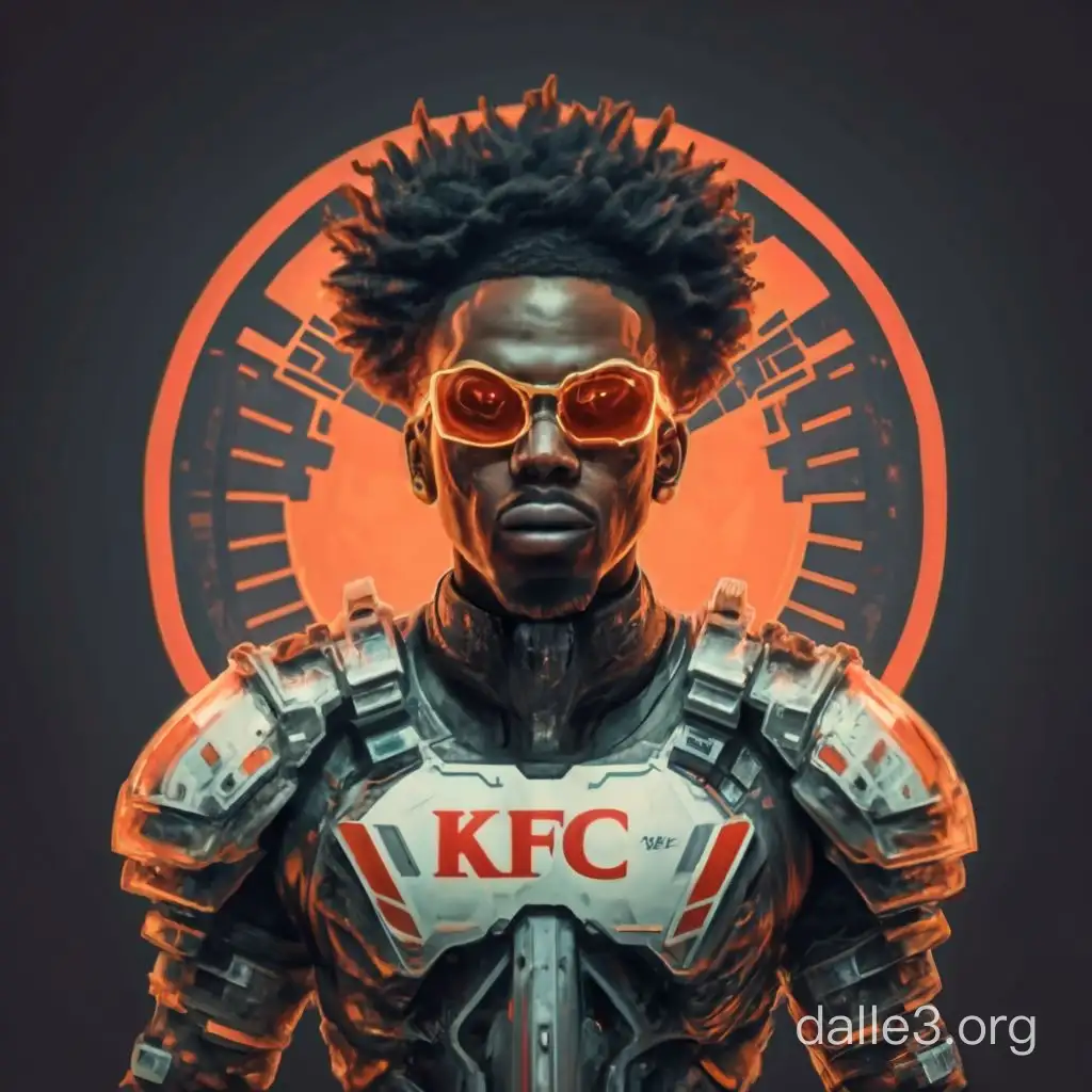 Futuristic Armor Worn by Black African Man Inspired by KFC Logo | Dalle3 AI