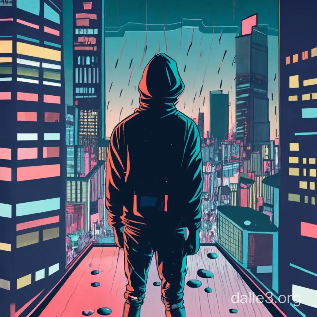 Urban Night Photography Mysterious Figure On Rooftop Captures Cyberpunk
