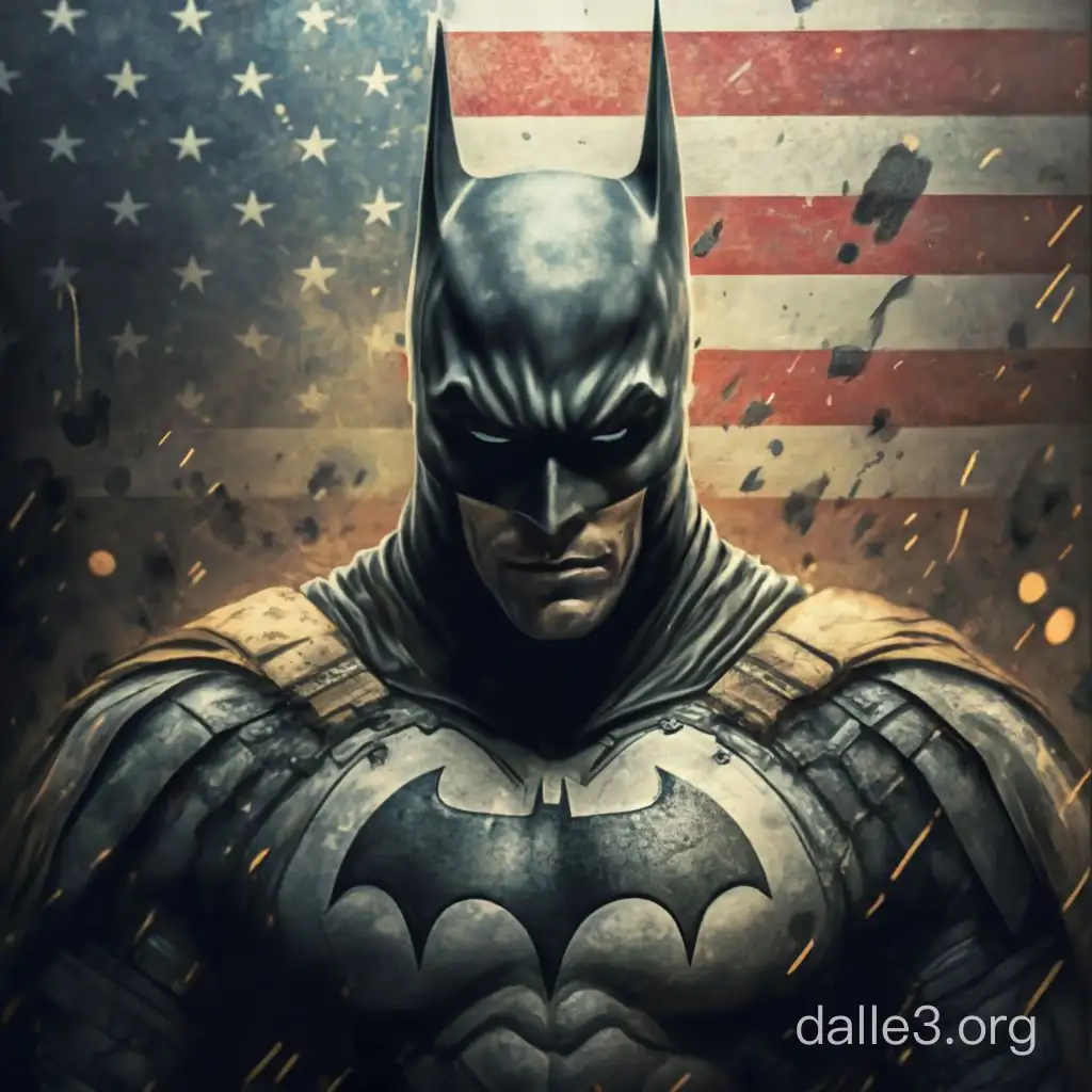 Batman Military Tribute with American Flag | Dalle3 AI