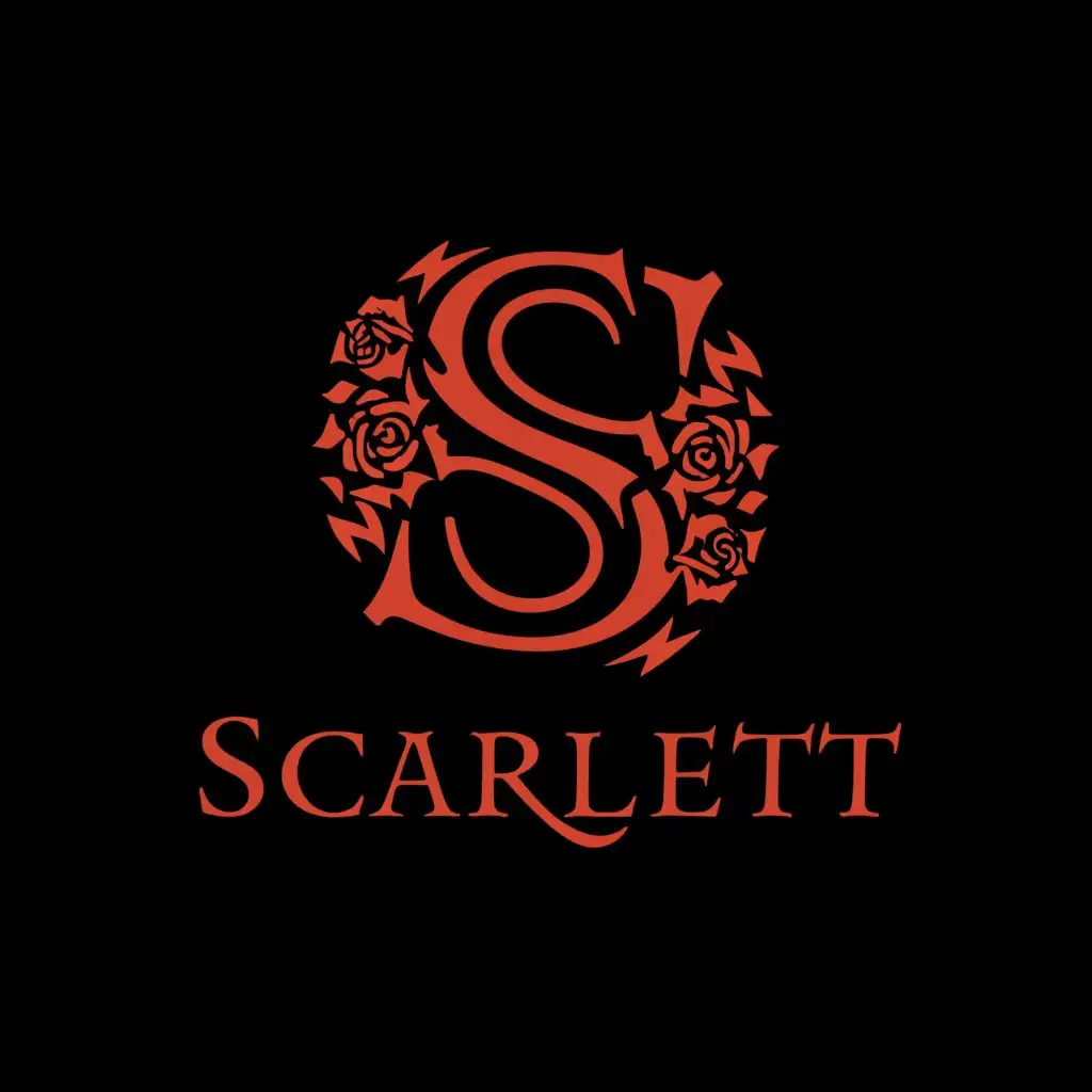 LOGO Design For Scarlett Elegant Red Rose Branches Forming SShaped ...