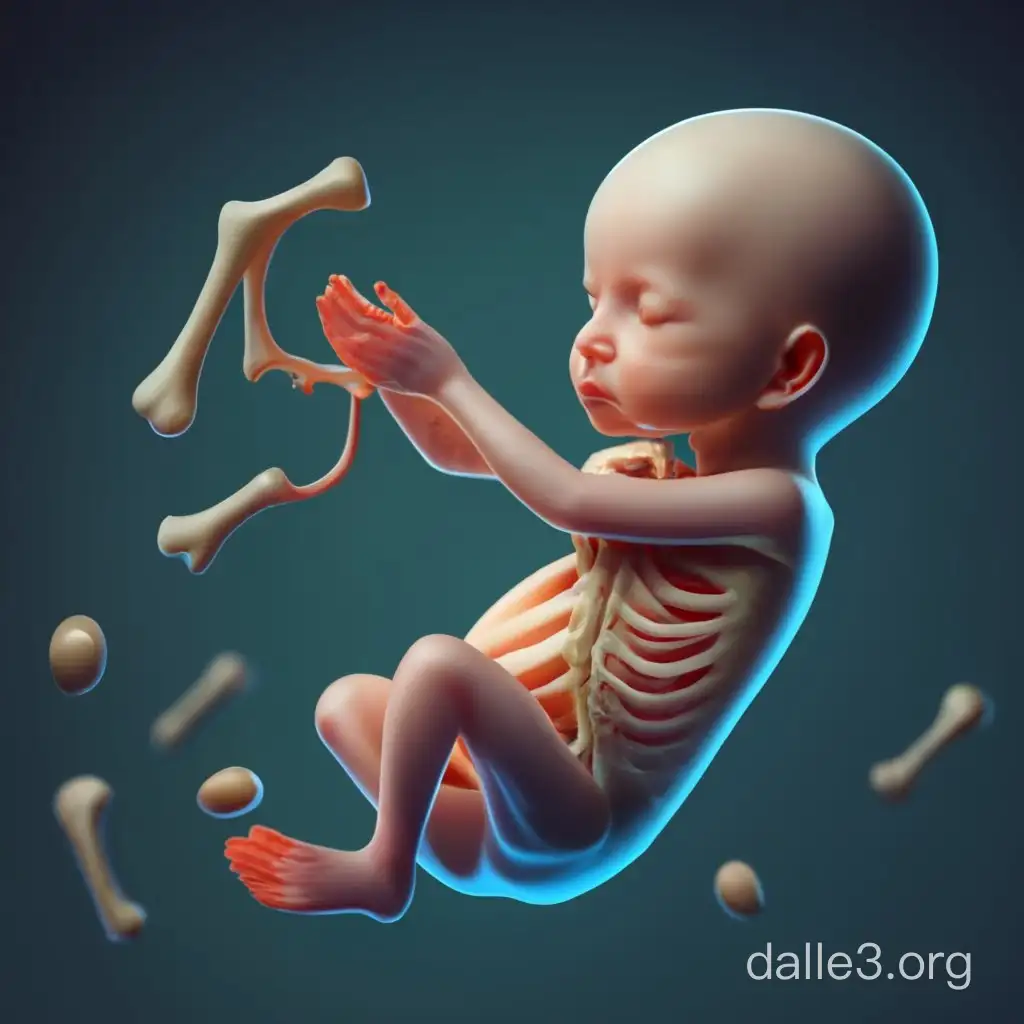 Realistic Fetus Illustration with Visible Bones | Dalle3 AI