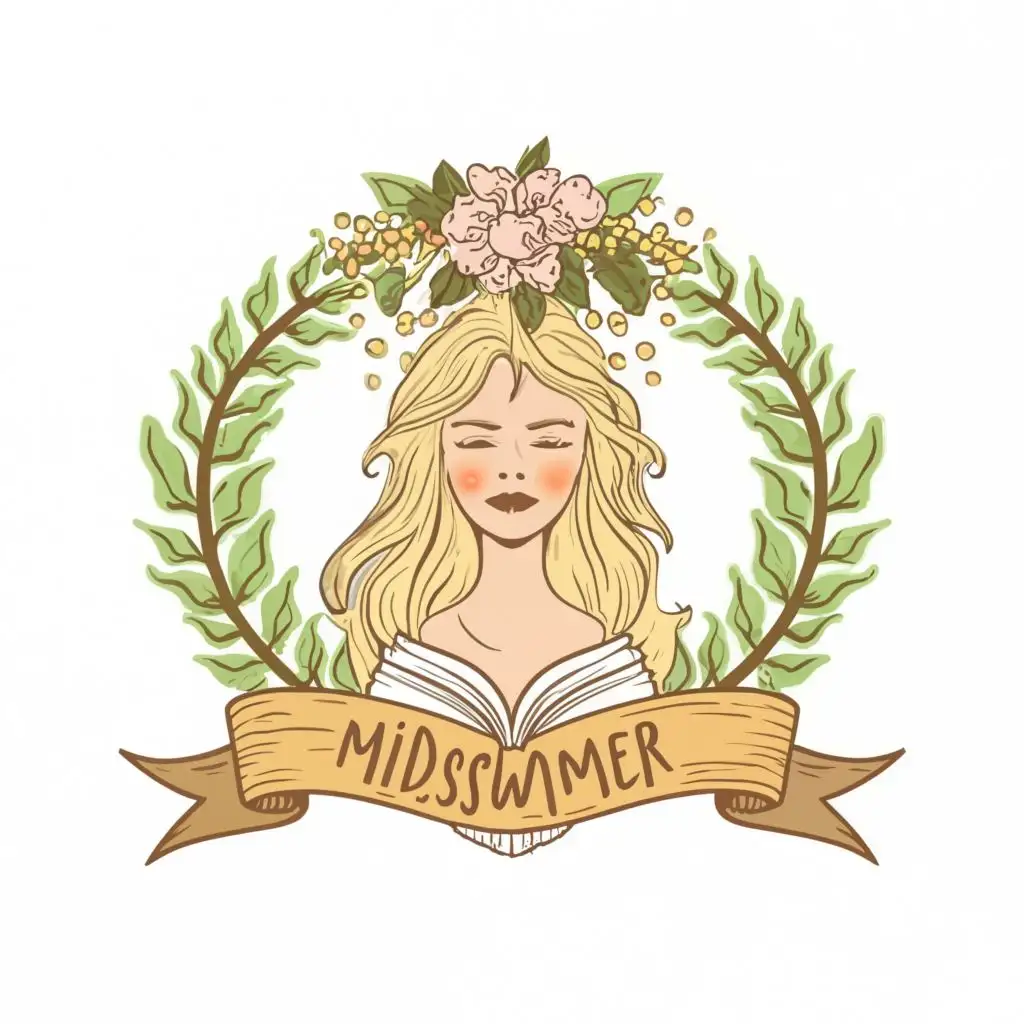 LOGO Design for Midsummer Books Enchanting Blondy Pale Girl in Flower ...