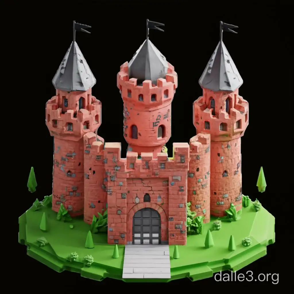 Red Medieval Castle Logo on Green Hill | Dalle3 AI