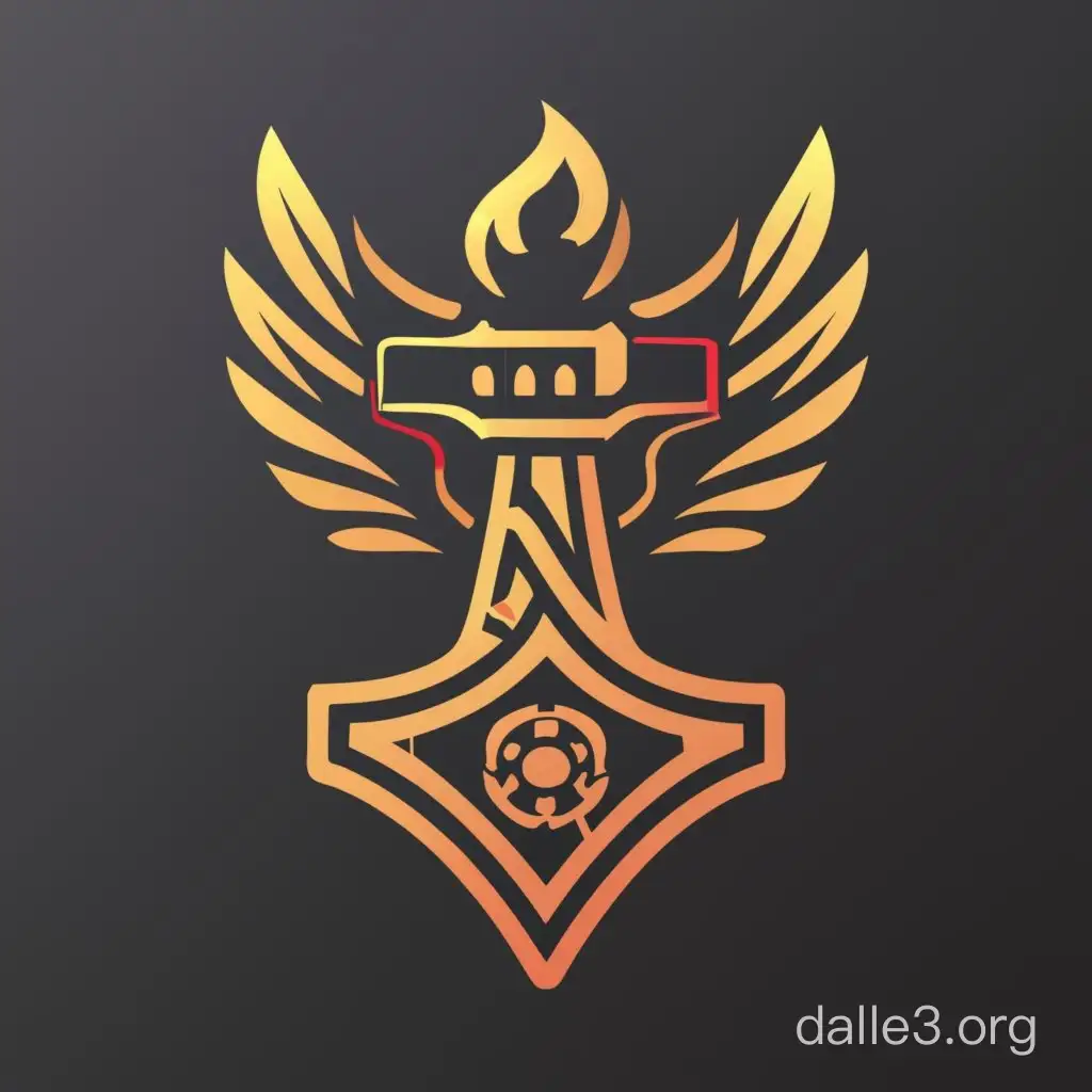 Nordic Sigil with Thors Hammer Burning Flame and Raven Wings | Dalle3 AI