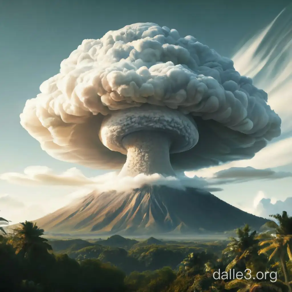 Hyper Realistic Atomic Bomb Mushroom Cloud Erupting from Tropical ...