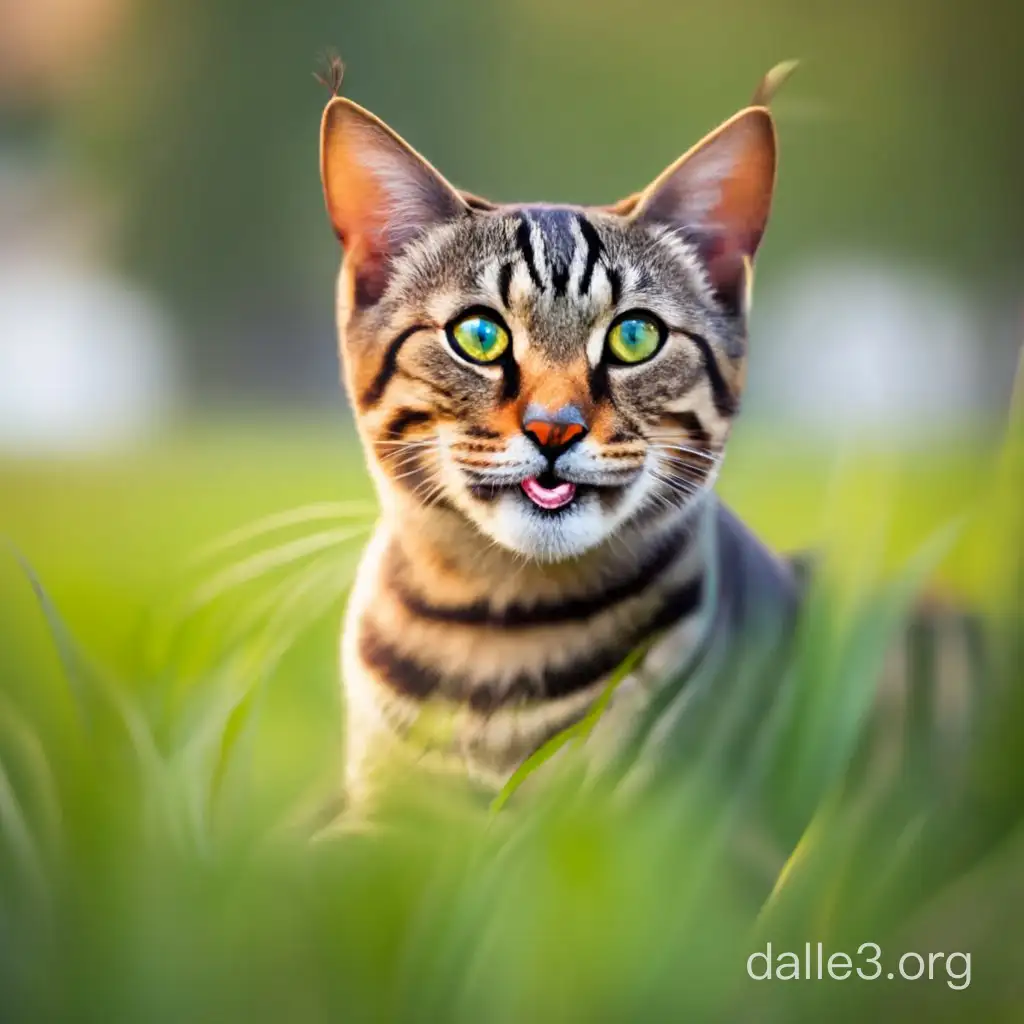 Joyful Cat Frolicking in the Sunlit Park | Dalle3 AI