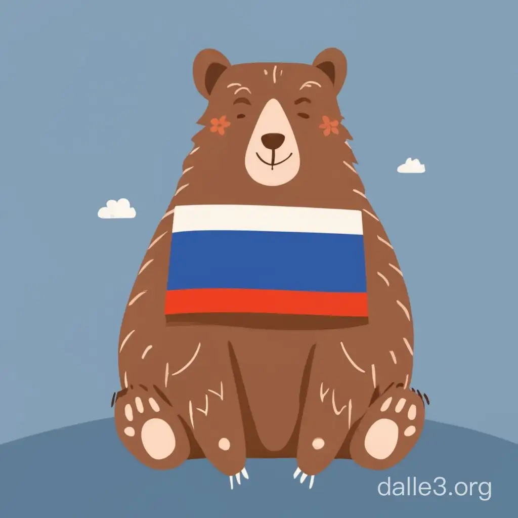 Brown Bear Holding the Flag of Russia | Dalle3 AI