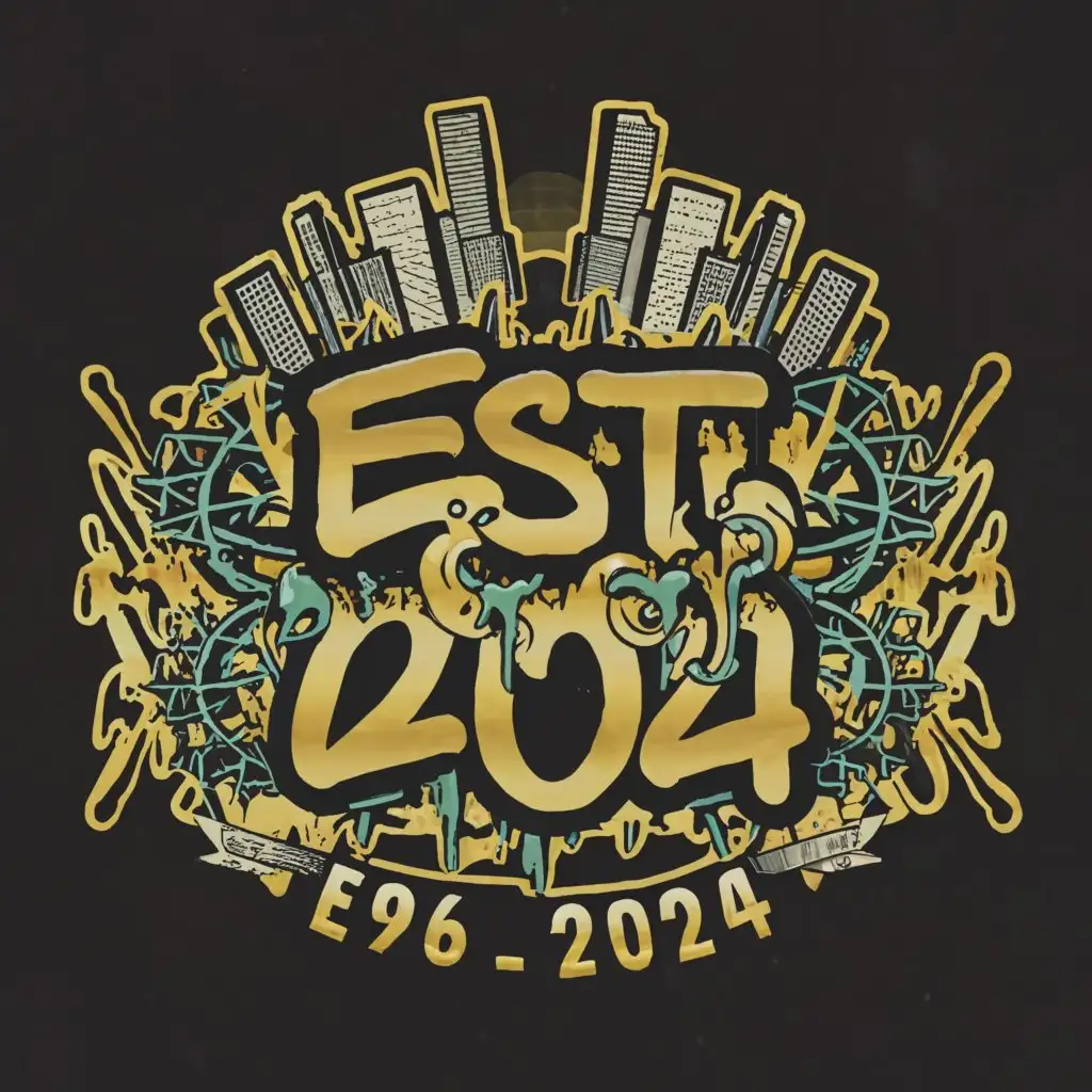 LOGO Design For est962024 Graffiti Style with Gold Outlined Musical ...