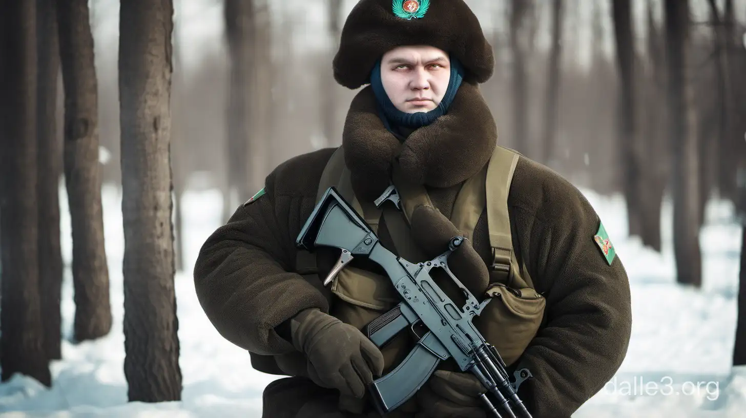 Formidable Russian Soldier Poses with Iconic AK47 | Dalle3 AI