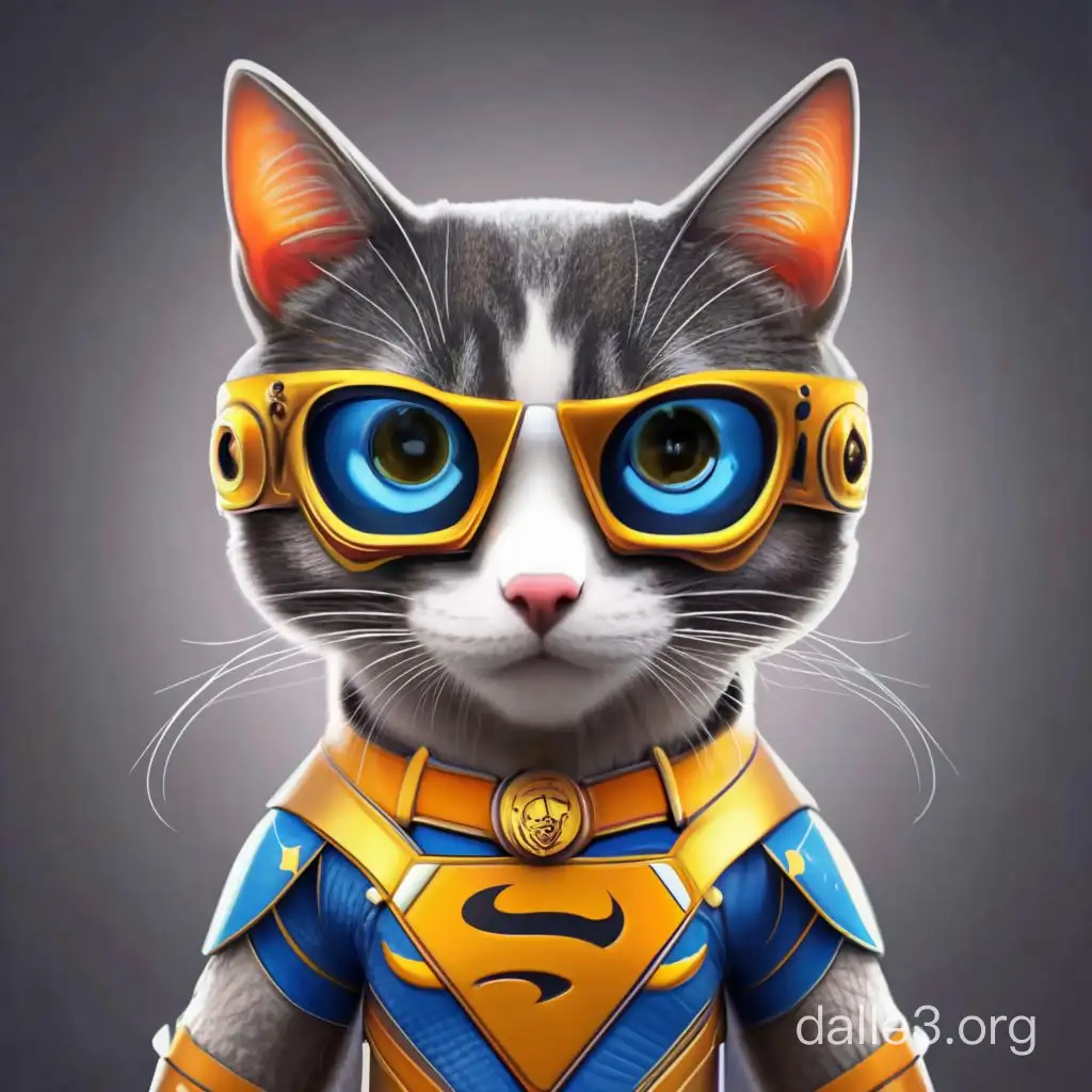 3D Cat Superhero Flying through the City at Night | Dalle3 AI