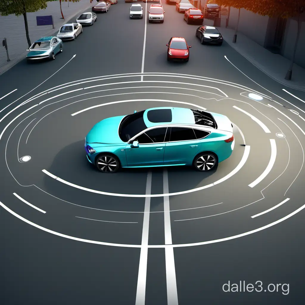 360 Degree Sensing Car Advanced Automotive Technology in Action | Dalle3 AI