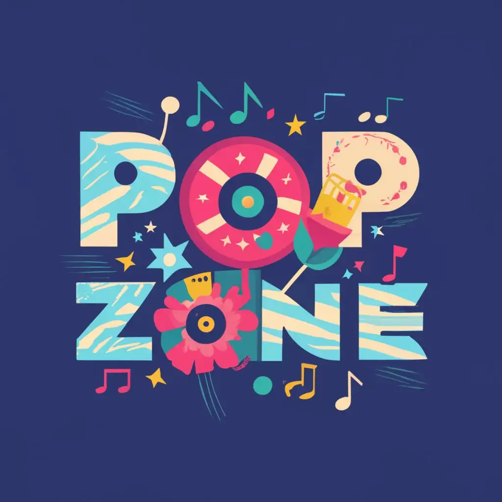 LOGO Design For Pop Zone Vibrant Starry DJ Lights and Musical Flowers ...