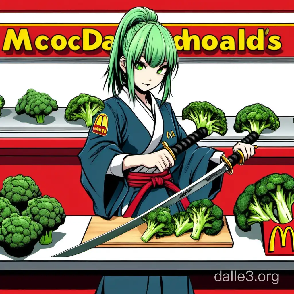 Animeinspired Mcdonalds Waifu Masterfully Slicing Broccoli With A