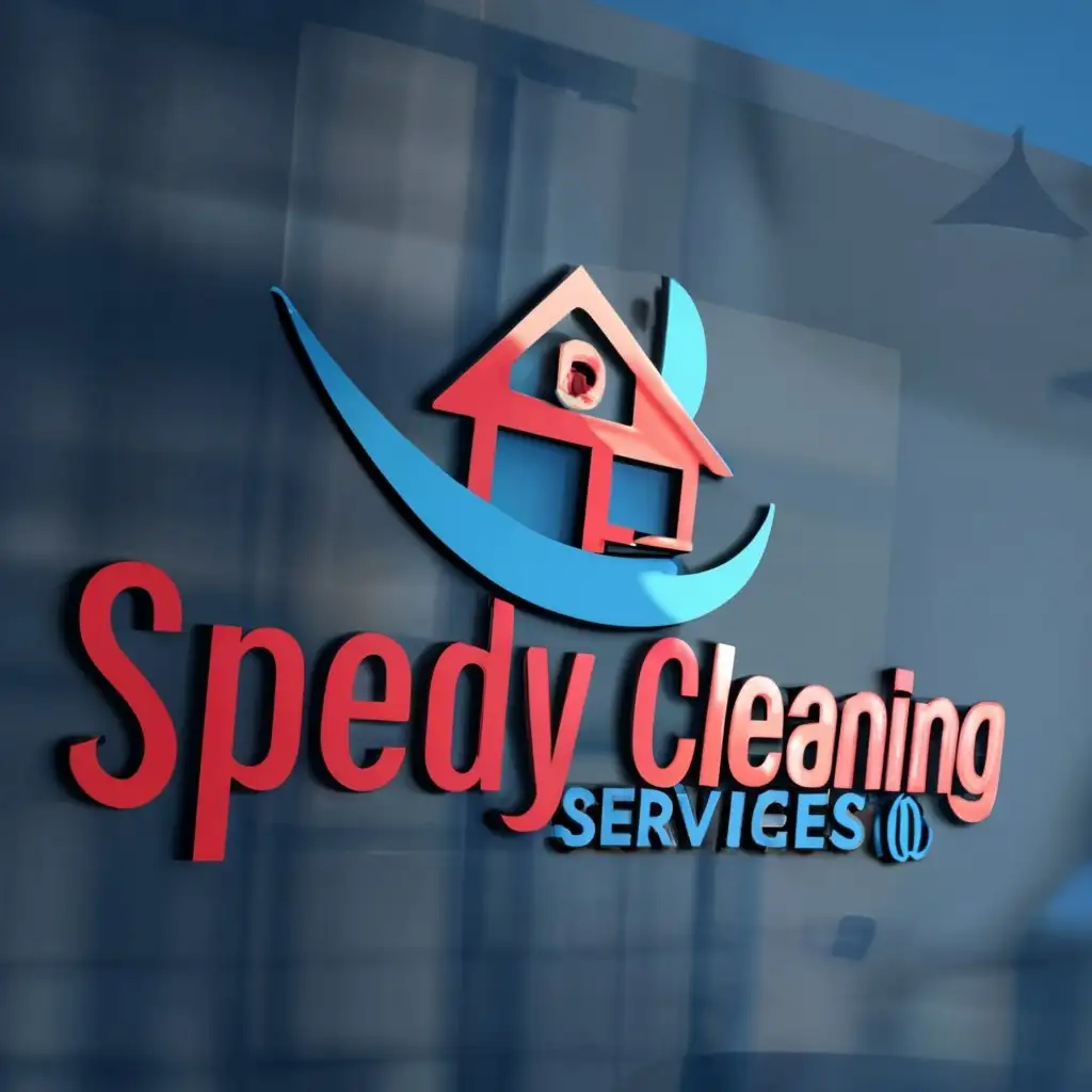 LOGO Design For Speedy Cleaning Services 3D Wall Mockup with Dynamic Typography | AI LOGO Generator