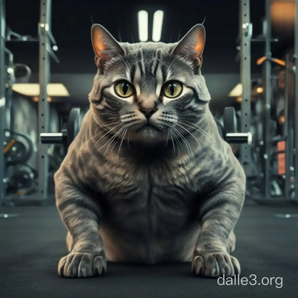 Energetic Gym Cat Exercising for a Healthy Lifestyle | Dalle3 AI