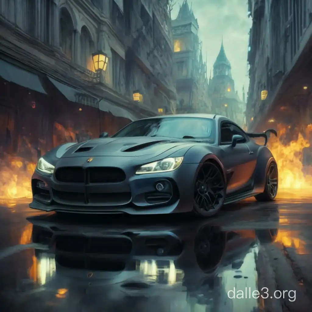 Gothic Dark Fantasy Car Mysterious Vehicle in a Realm of Shadows ...