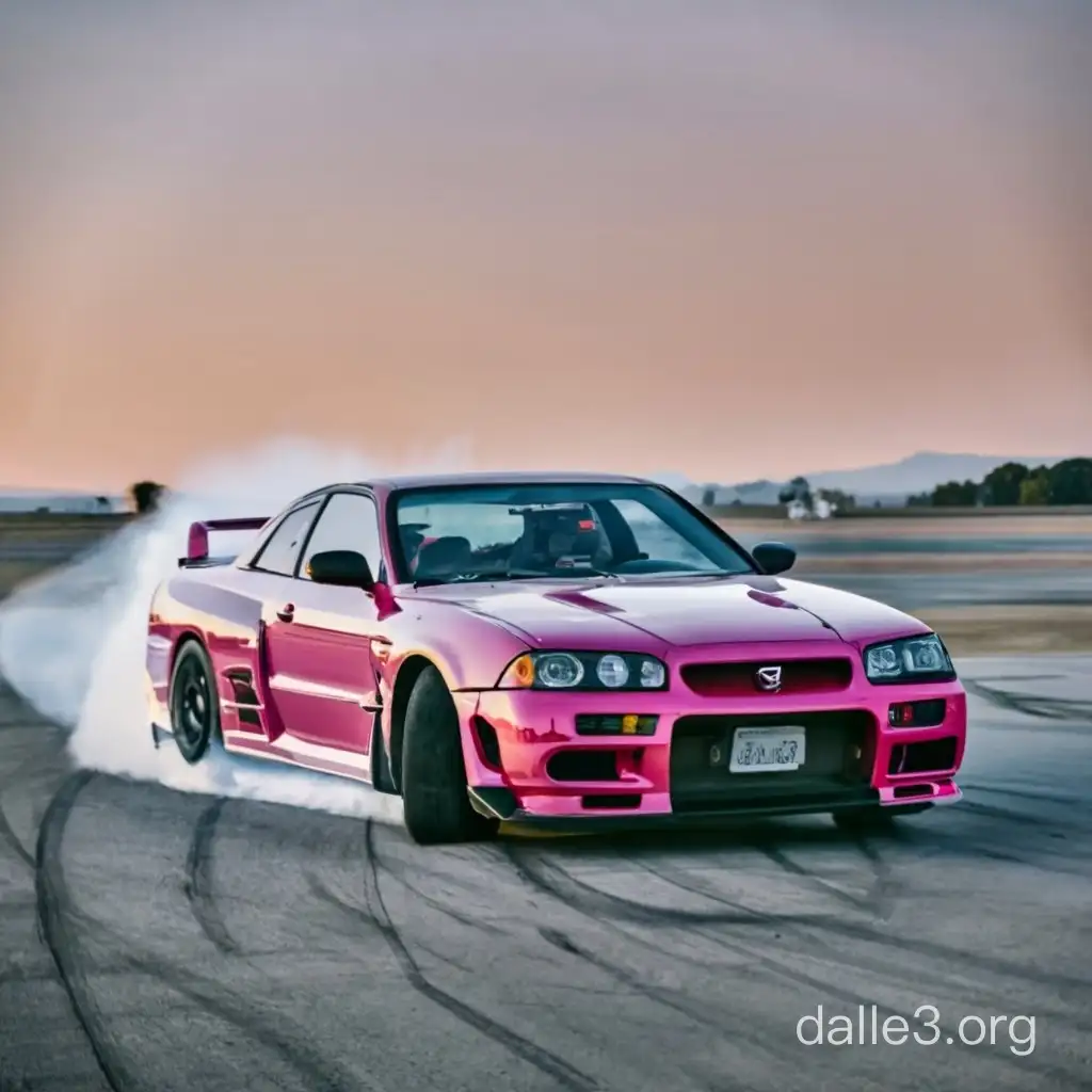 Pink Nissan Skyline Drift Car in JDM Style | Dalle3 AI