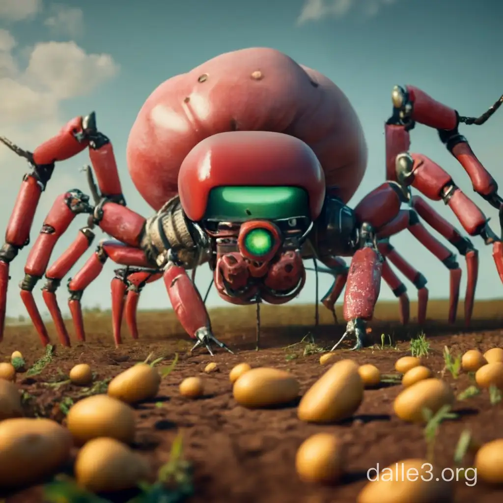 Fleshy Spider Robot Dominates Potato Field in 8K Cinematic Scene ...