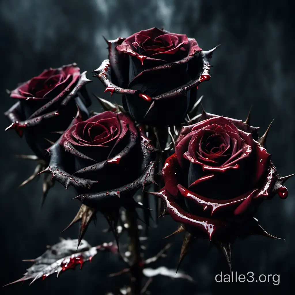 Dark Thorny Roses Drenched in Blood | Dalle3 AI