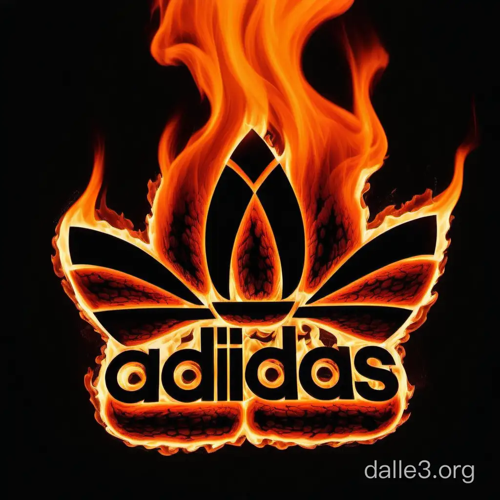 Burning Adidas Logo Fiery Brand Symbolism | Dalle3 AI