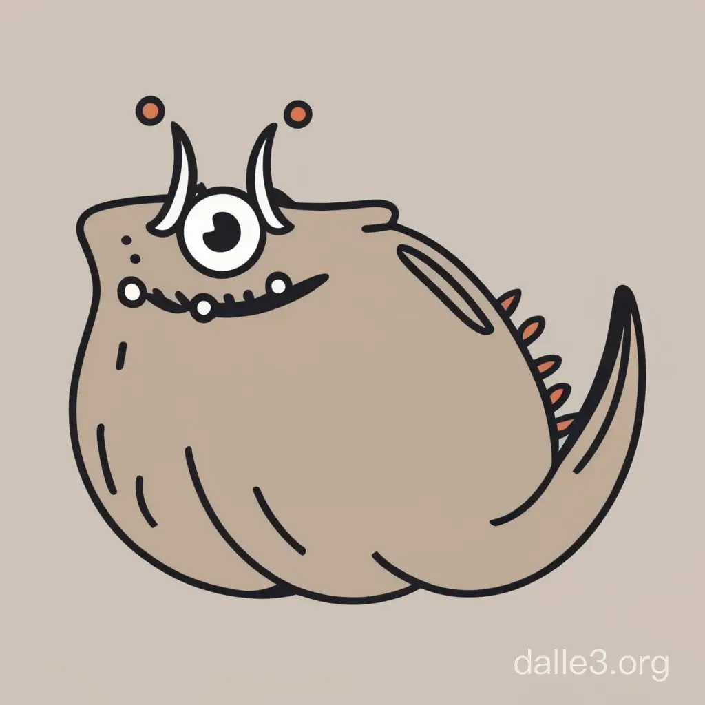 Quirky OneEyed Fat Monster with Slug Face Abstract Line Drawing | Dalle3 AI