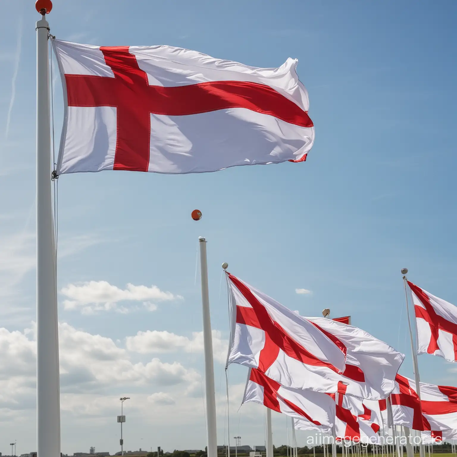 England Soccer Team Flag Display in a Breeze | AI Image Generator