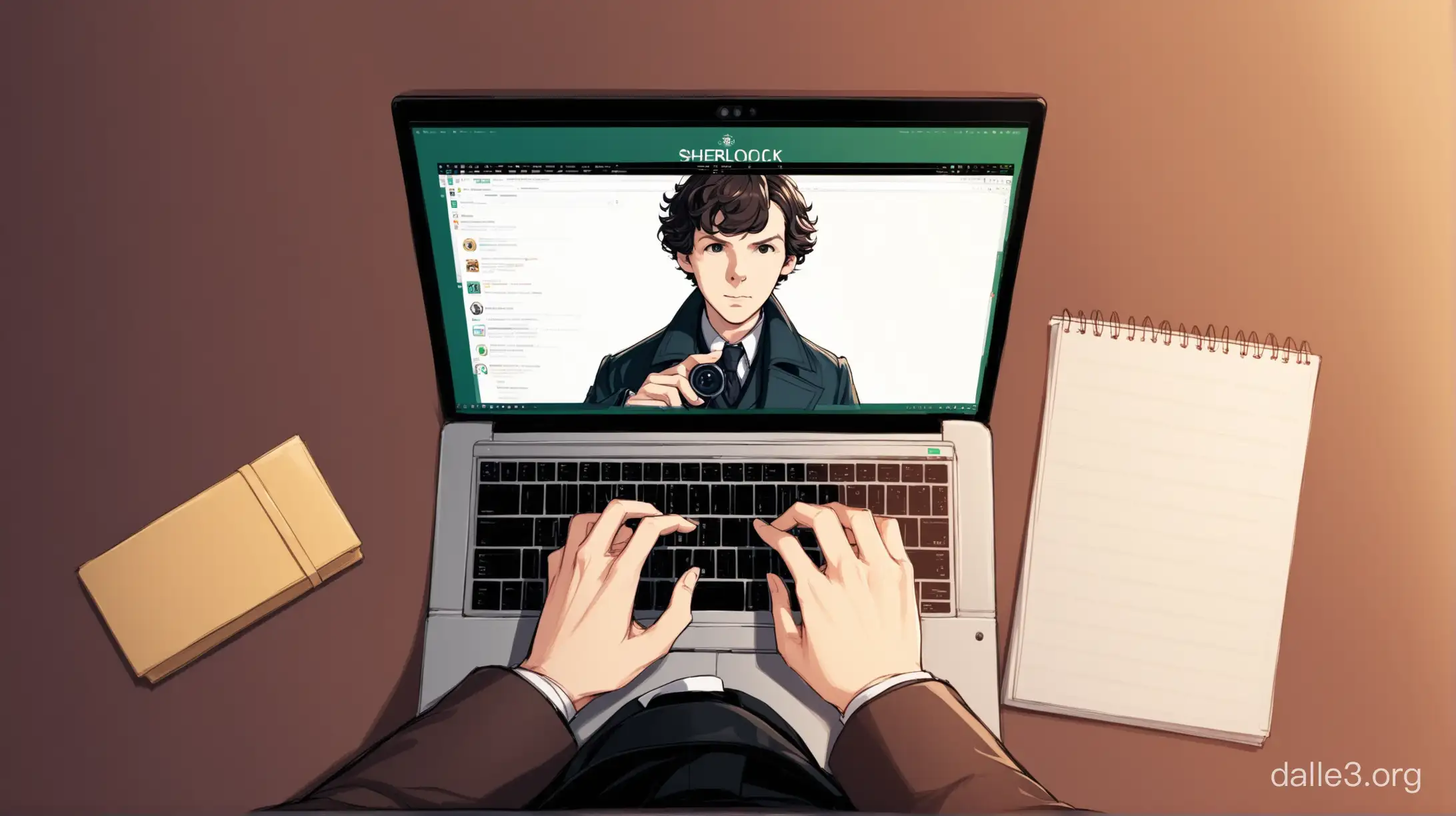 Sherlock Holmes Investigating with Laptop | Dalle3 AI Sherlock Holmes Investigating with Laptop | Dalle3 AI