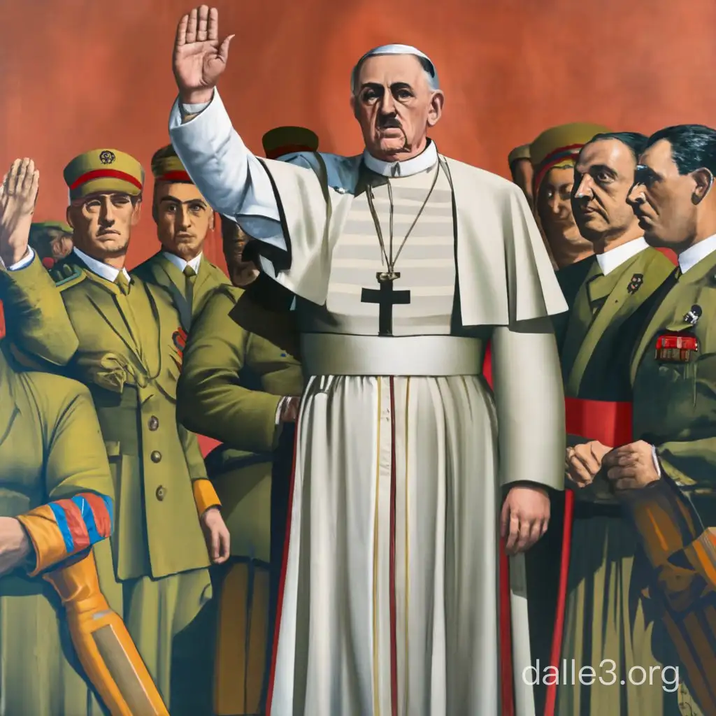 Pope Paying Homage to Adolf Hitler Portrait | Dalle3 AI