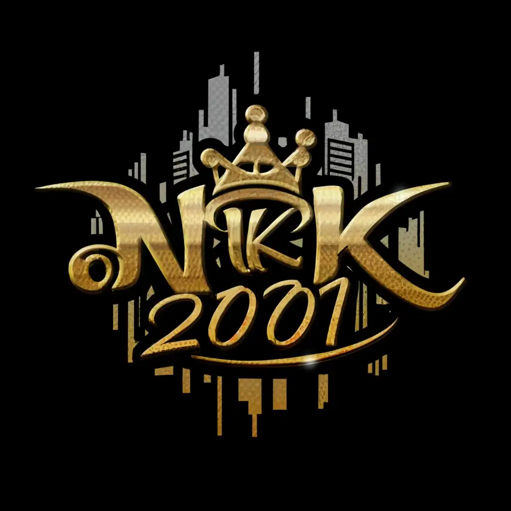 LOGO Design for NK 2001 Graffiti Font with Gold Outlined Text HipHop ...