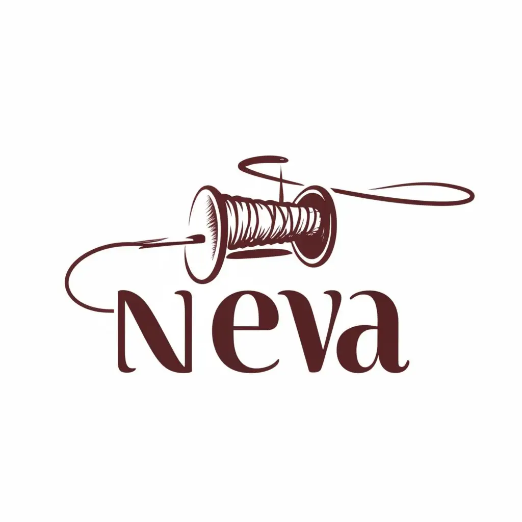 Neva Logo with Burgundy Thread and Needle | Dalle3 AI