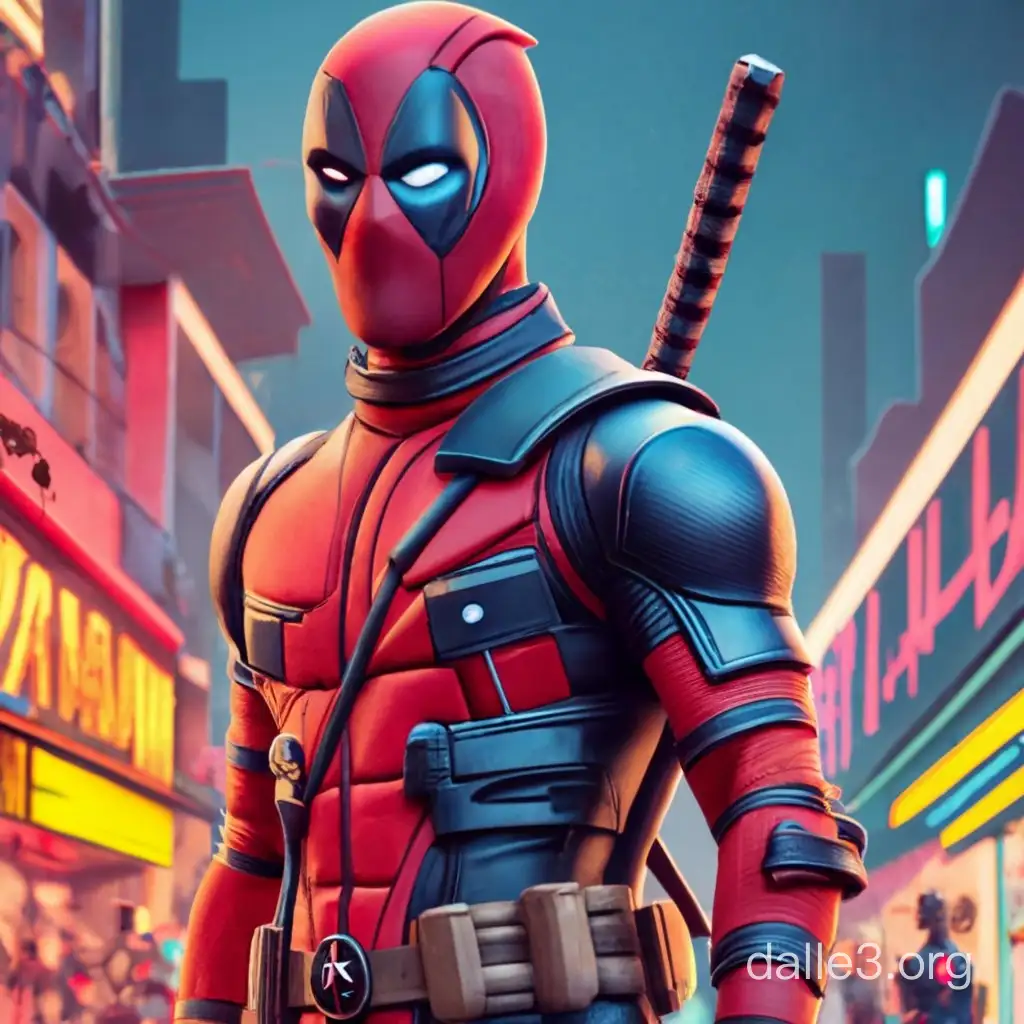 Deadpool Training with Dark Aesthetic Katana for Combat Mastery | Dalle3 AI