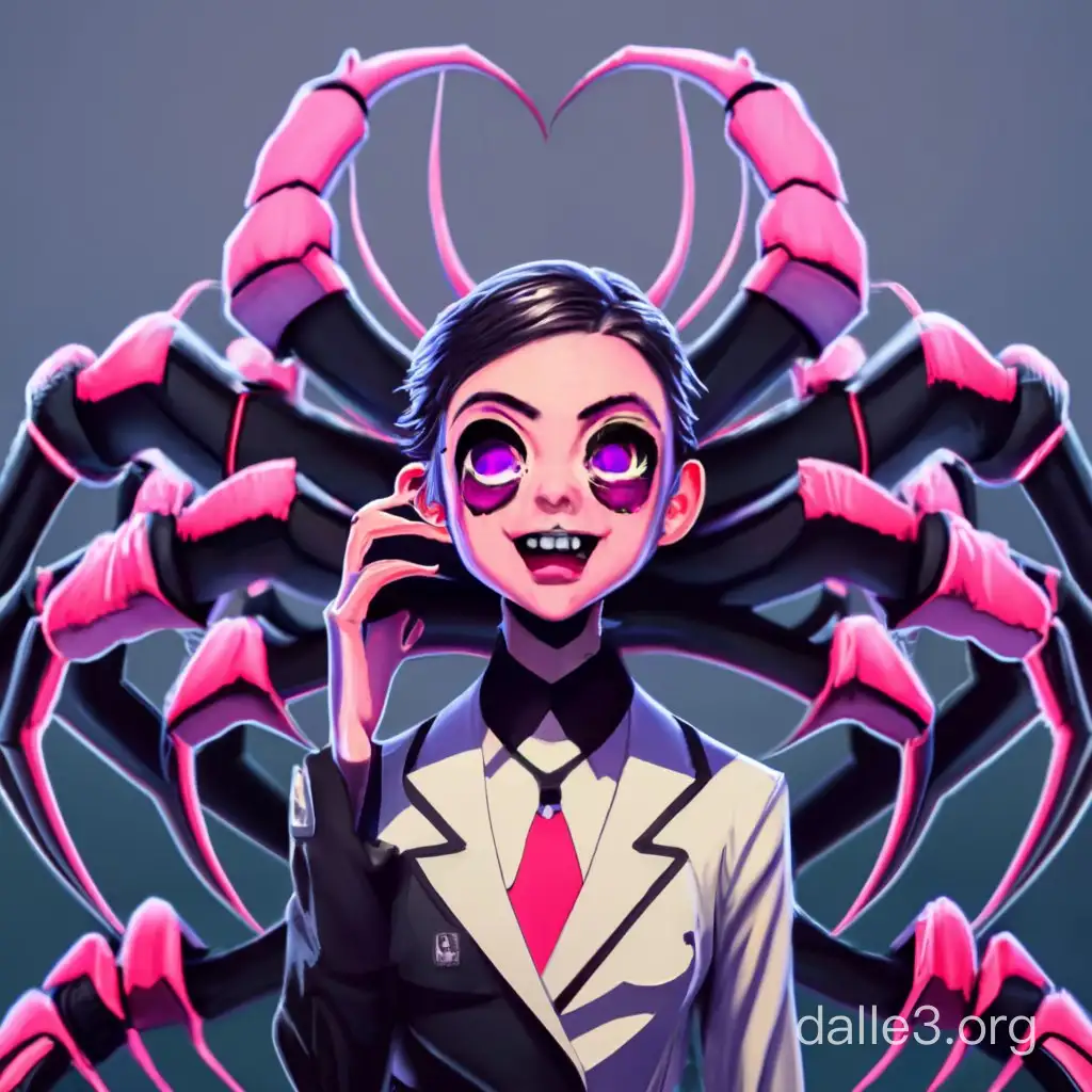 Animated Pinkskinned Spider Demon In Hazbin Hotel Style Dalle3 Ai