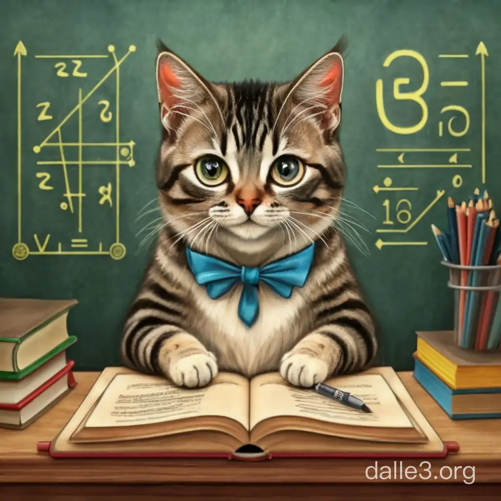 Cute Cats Learning Mathematics from Dedicated Teachers | Dalle3 AI