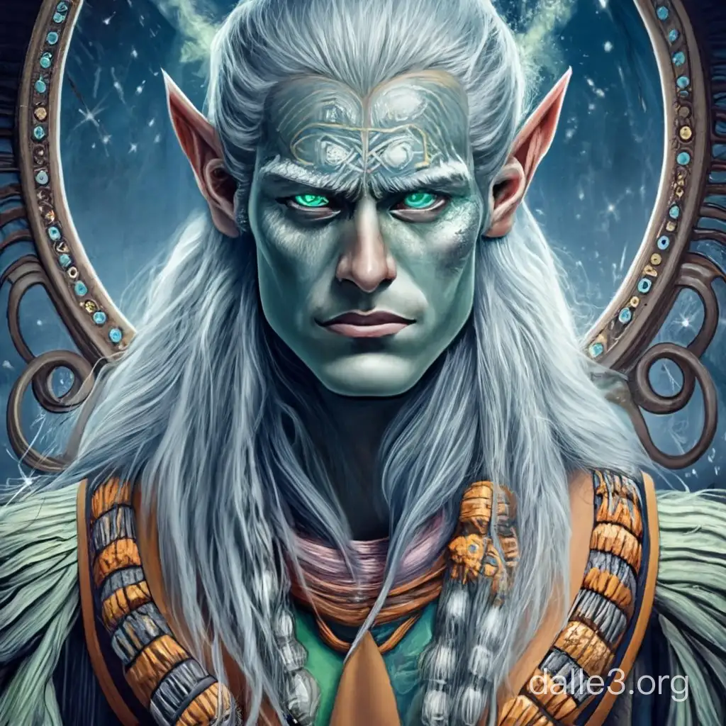 Finnish Cultural Elf Man with SnowWhite Hair and Runic Tattoos | Dalle3 AI