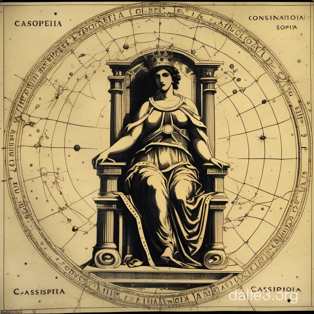 Cassiopeia Constellation Greek Queen On Throne In Roman Attire Dalle3 Ai