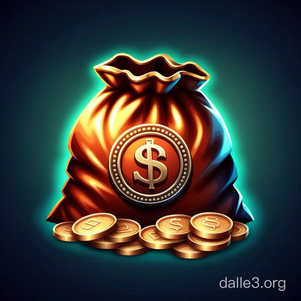 Fantasy Game Icon Bag of Coins | Dalle3 AI