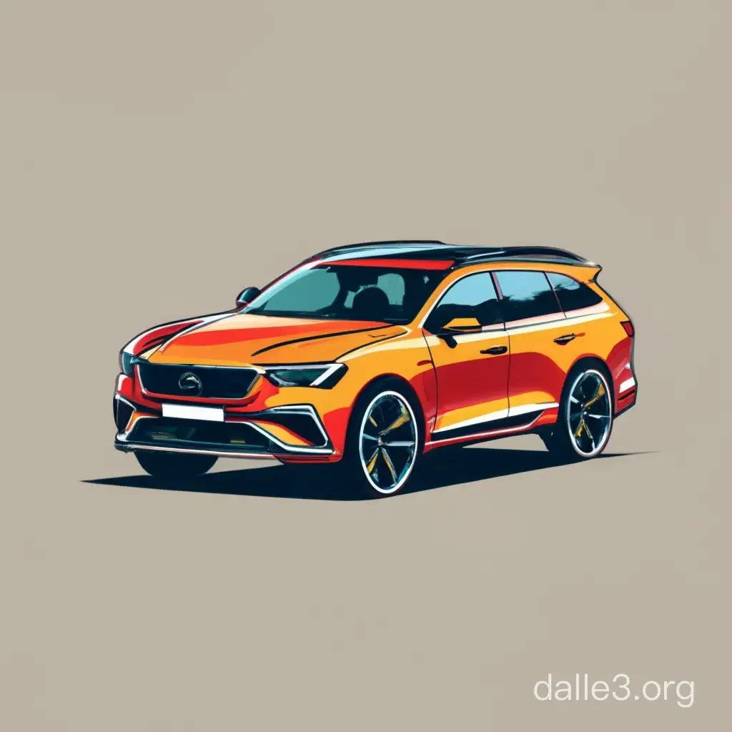 Modern Sports Station Wagon Engineering Drawing Front Rear Side and Top ...