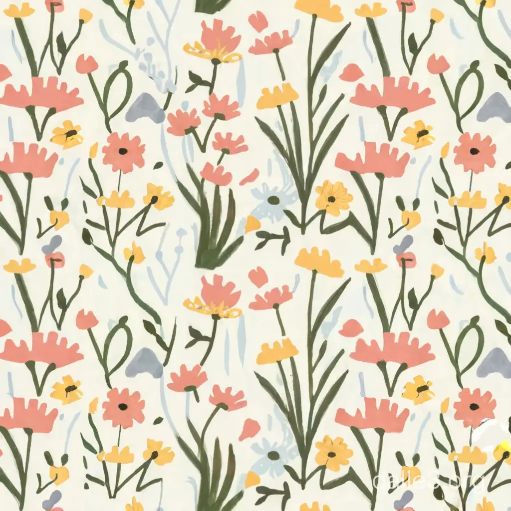 Vibrant Whimsical Wildflower Meadow Pattern | Dalle3 AI