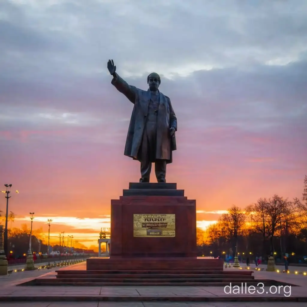 Lenin Statue in Leningrad at Dawn Iconic Soviet Monument Bathed in ...