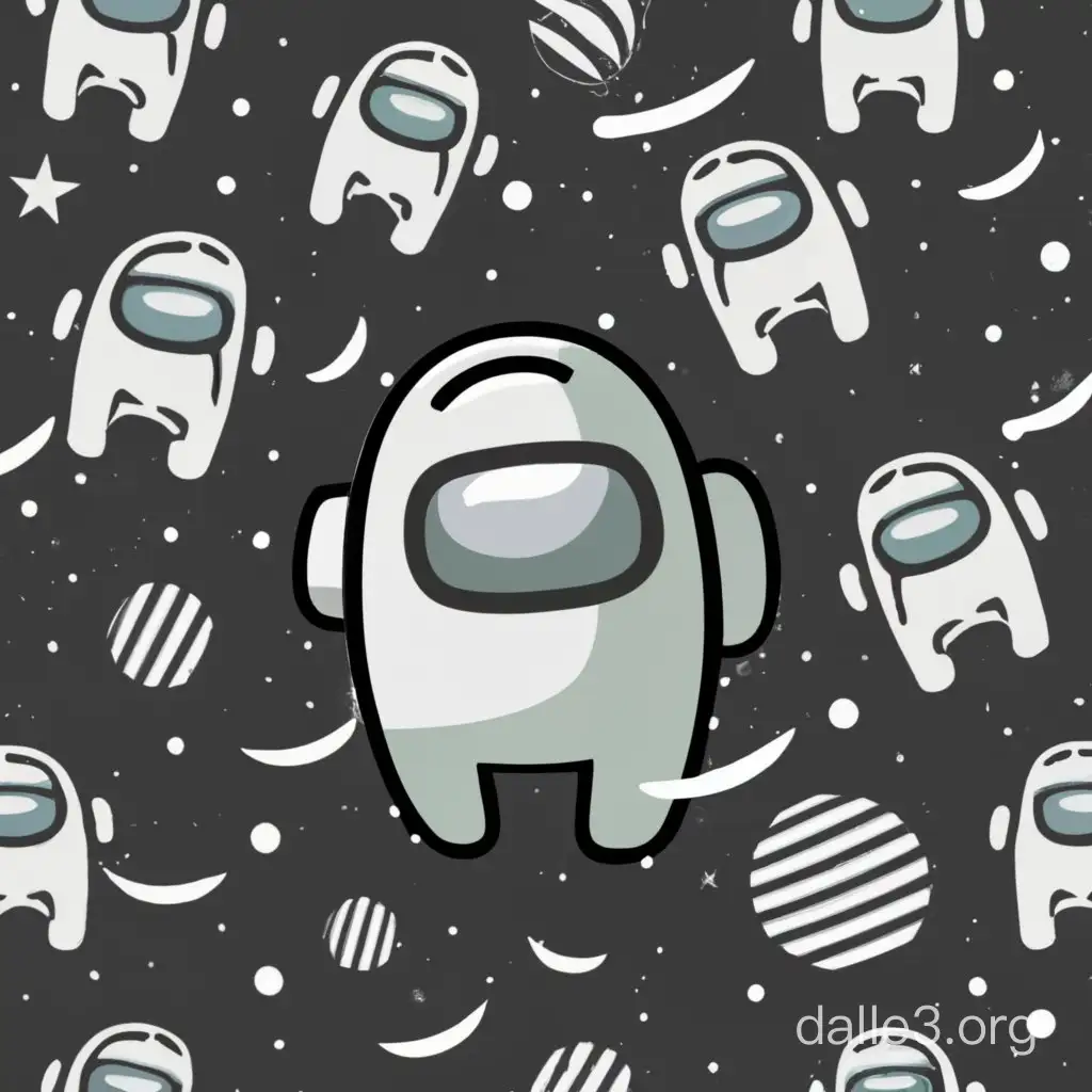 Floating Among Us Space Pattern in Striking Monochrome | Dalle3 AI