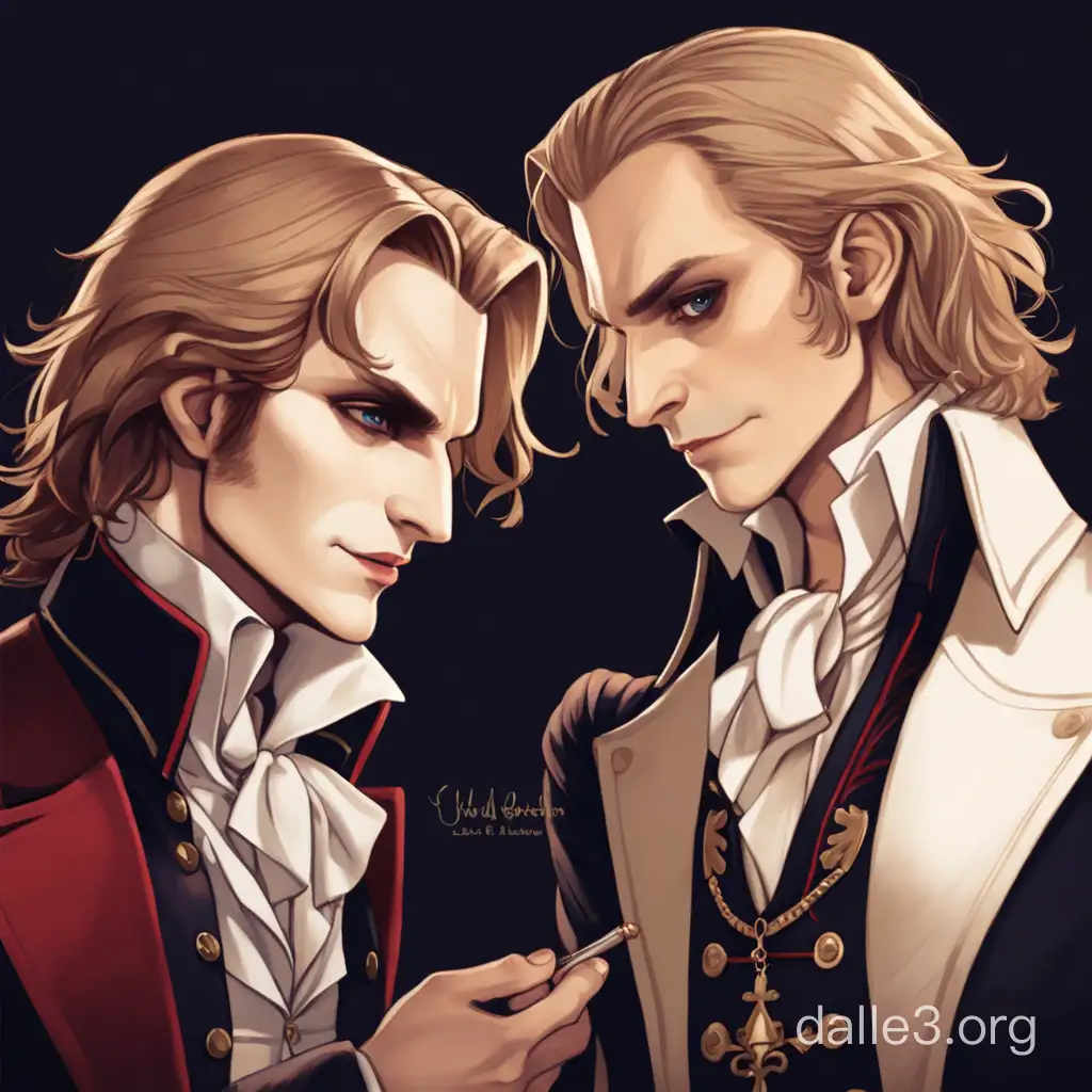 Lestat and Louis Portrait Captivating Vampire Duo in Mysterious Atmosphere | Dalle3 AI