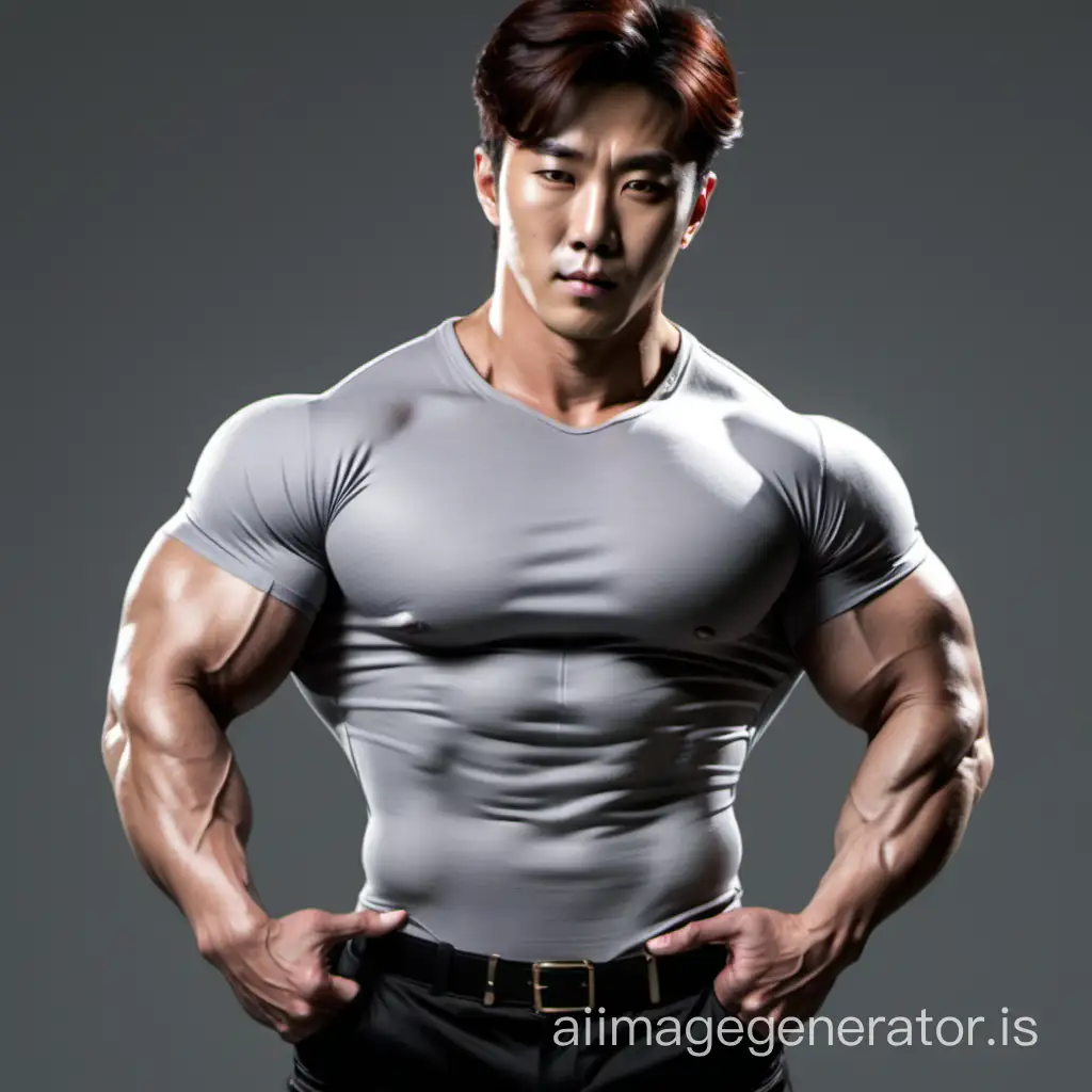 Fit Korean Man in Striking Full Body Pose with Tight Shirt | AI Image ...