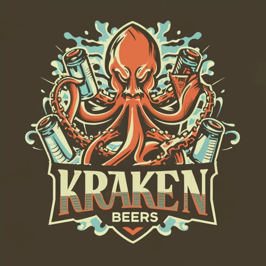 LOGO Design For Kraken Beers Bold Octopus with Baseball Bat and Beer ...