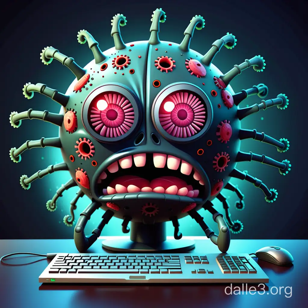 Playful Cartoon Computer Virus Characters | Dalle3 AI
